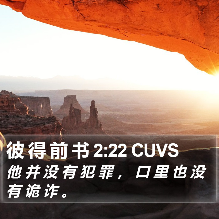 彼 得 前 书 2:22 CUVS - 他 并 没 有 犯 罪 ， 口 里 也 没 有