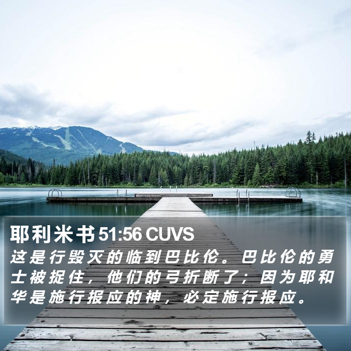 耶 利 米 书 51:56 CUVS - 这 是 行 毁 灭 的 临 到 巴 比 伦