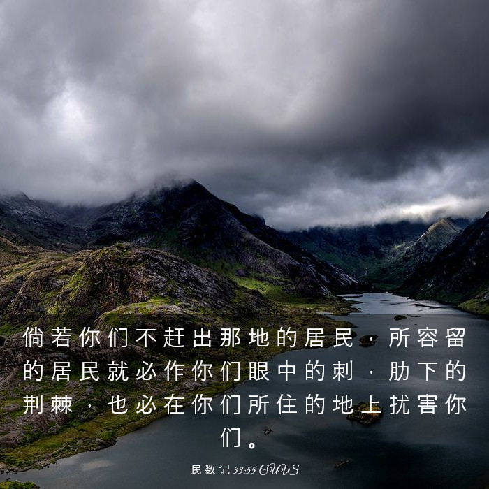 民 数 记 33:55 CUVS - 倘 若 你 们 不 赶 出 那 地 的 居 民